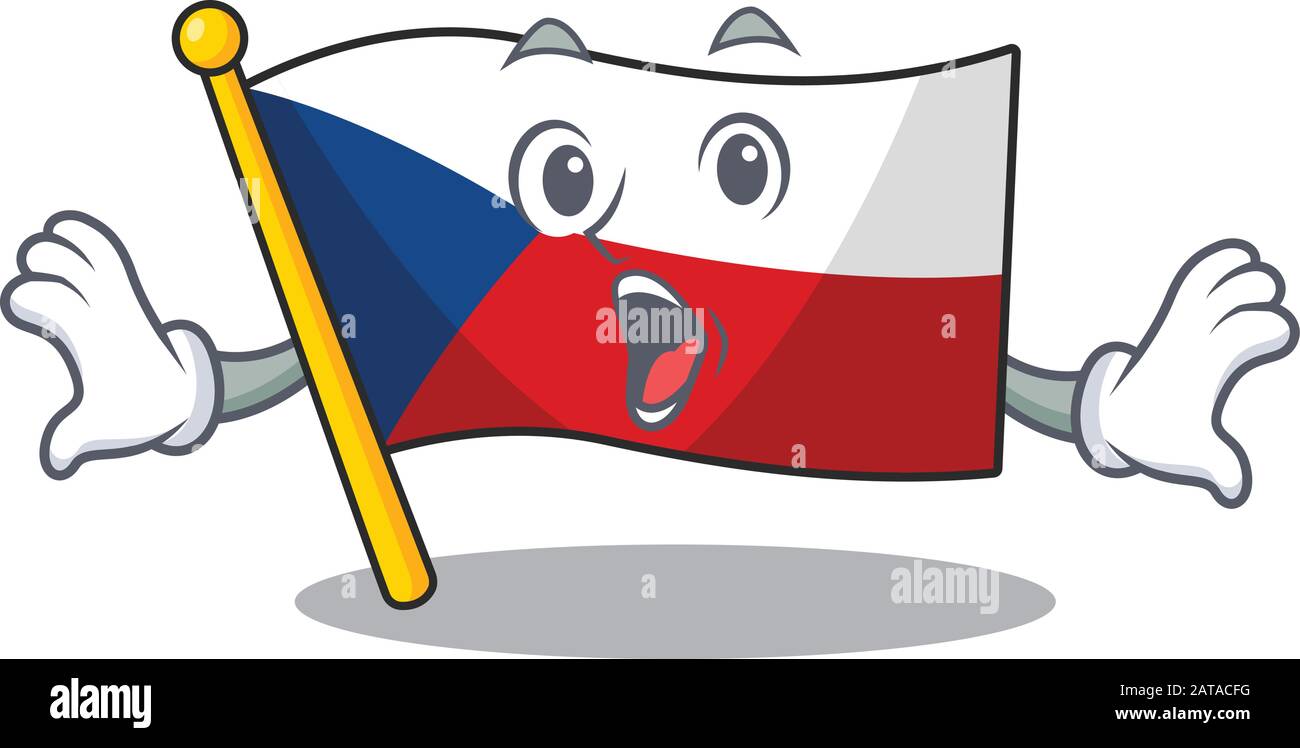 Flag czechia cartoon character design on a surprised gesture Stock ...