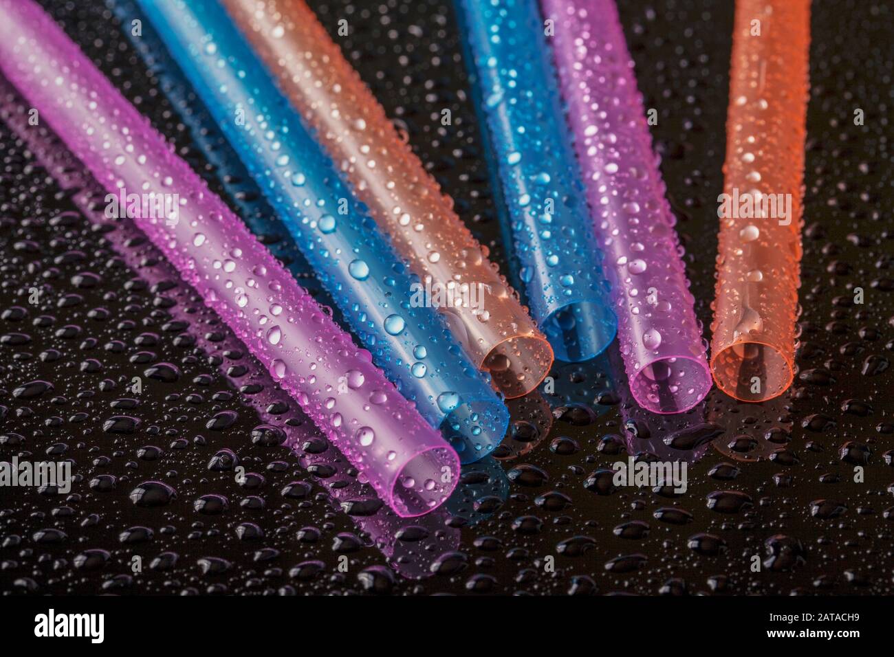 straws with waterdrops on wet underground Stock Photo - Alamy