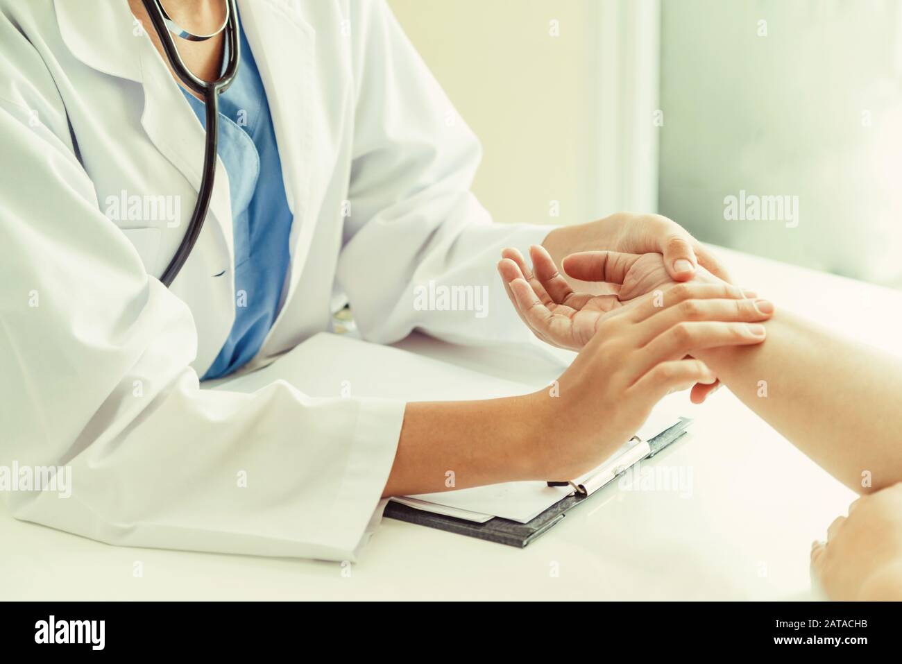 Female patient visits woman doctor or gynecologist during gynaecology ...