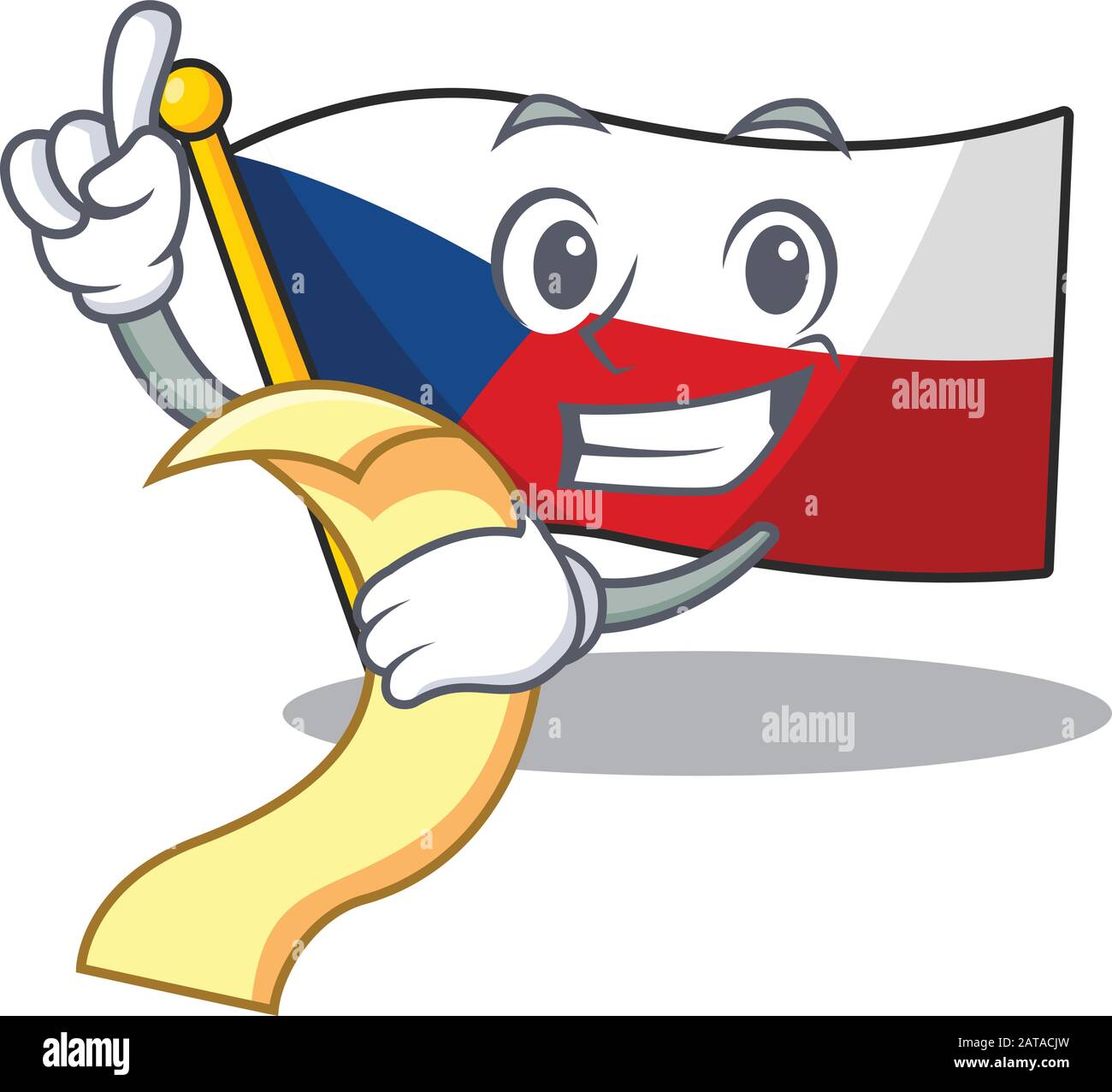 A funny cartoon character of flag czechia with a menu Stock Vector ...
