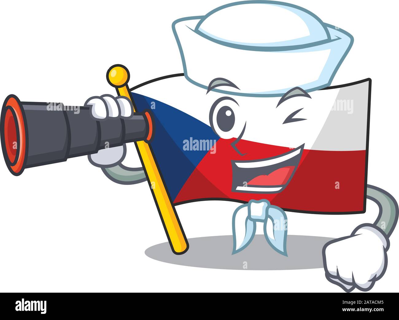 Flag czechia cartoon happy Sailor style with binocular Stock Vector ...