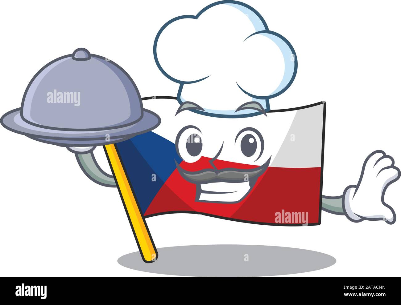 cartoon design of flag czechia as a Chef having food on tray Stock ...