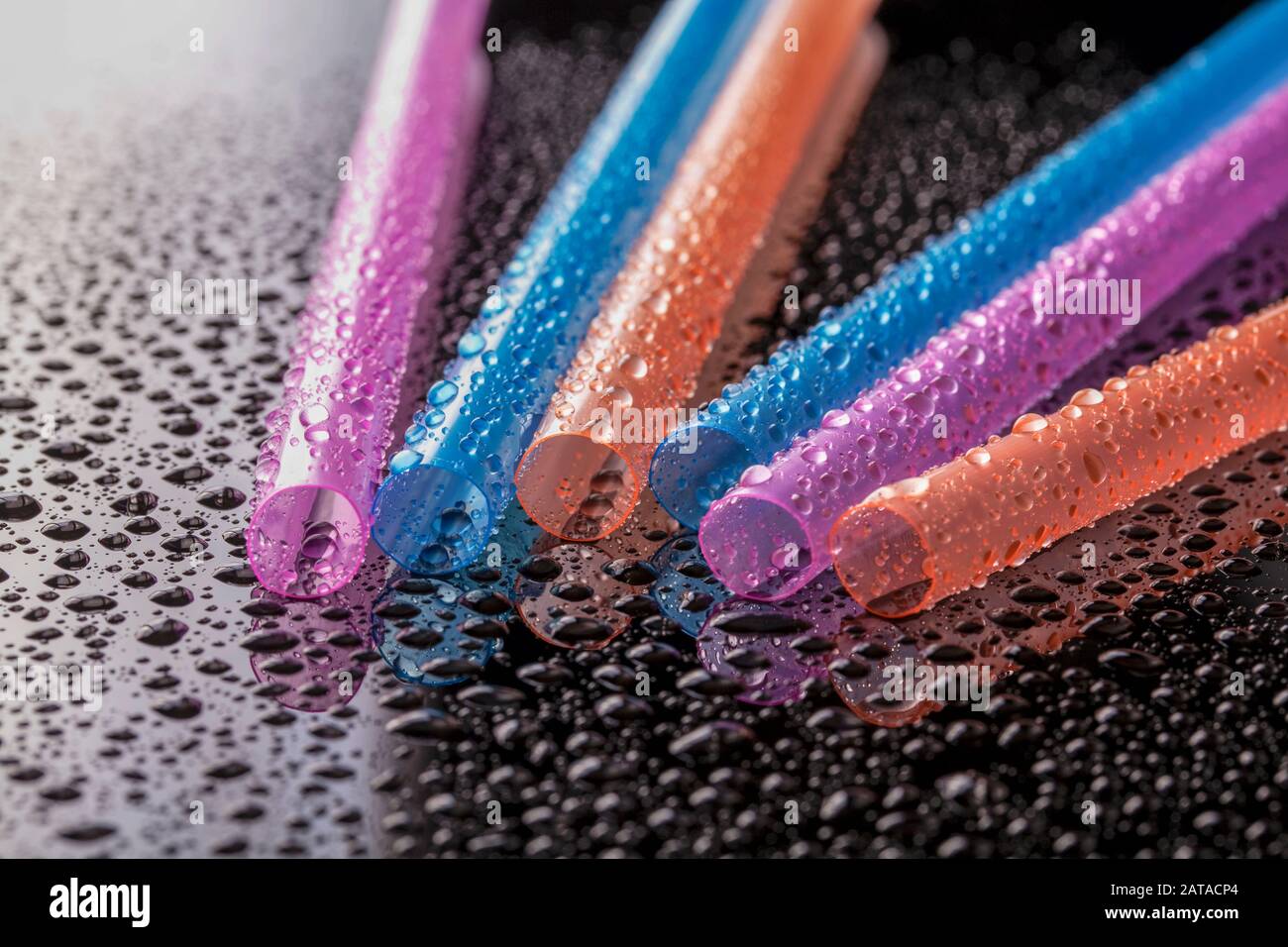 straws with waterdrops on wet underground Stock Photo - Alamy