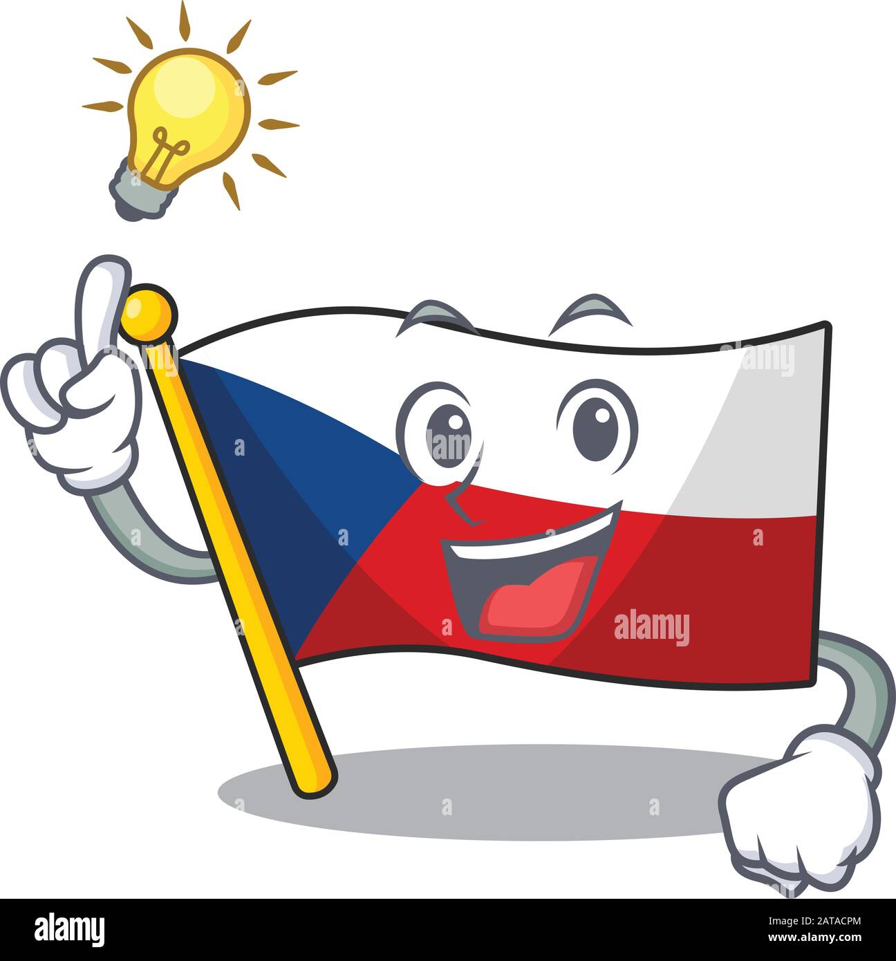 Have an idea gesture of flag czechia cartoon character design Stock ...