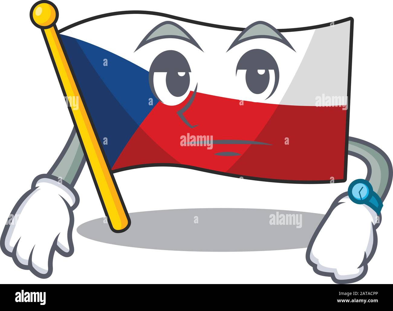 cartoon character design of flag czechia on a waiting gesture Stock ...