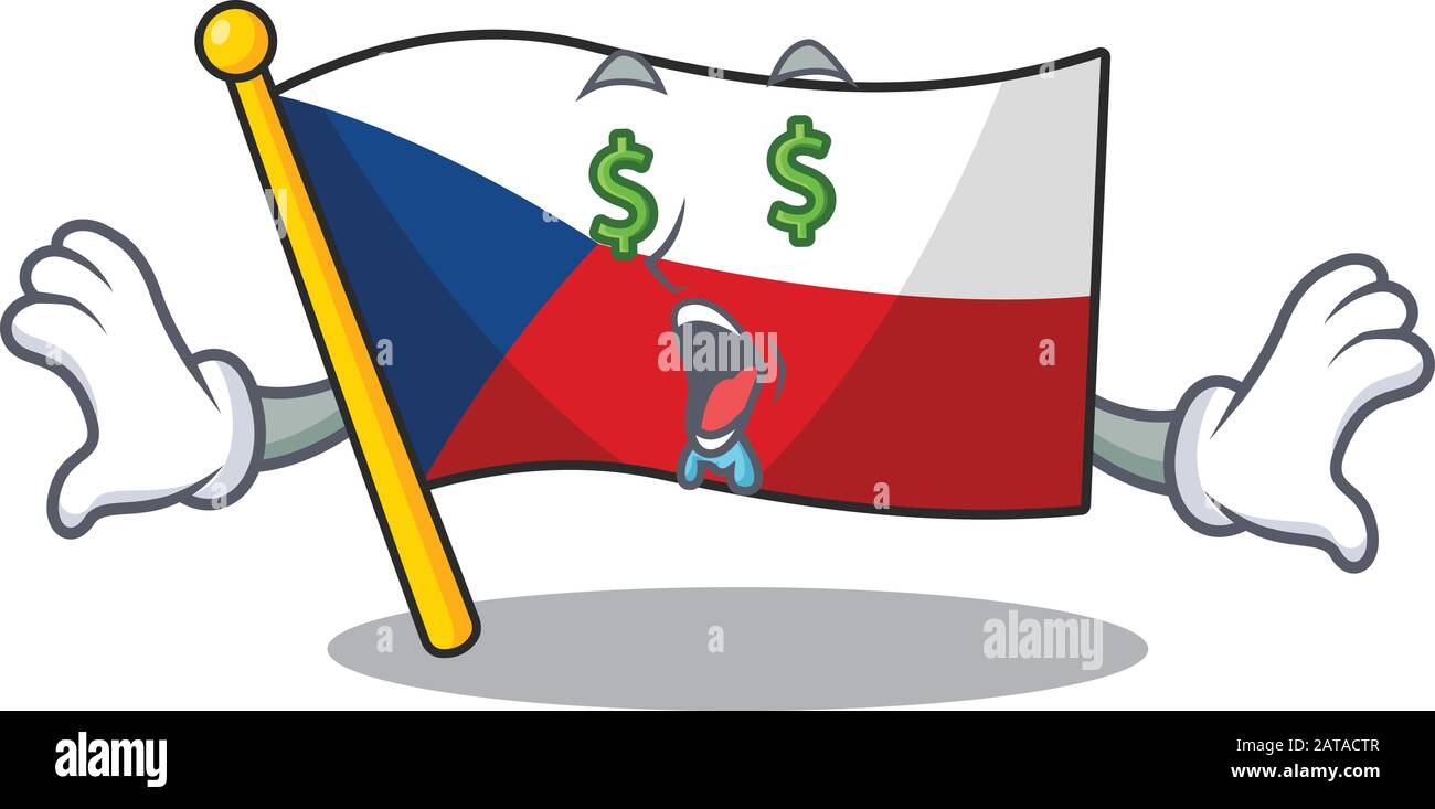 Happy rich flag czechia with Money eye cartoon character style Stock ...