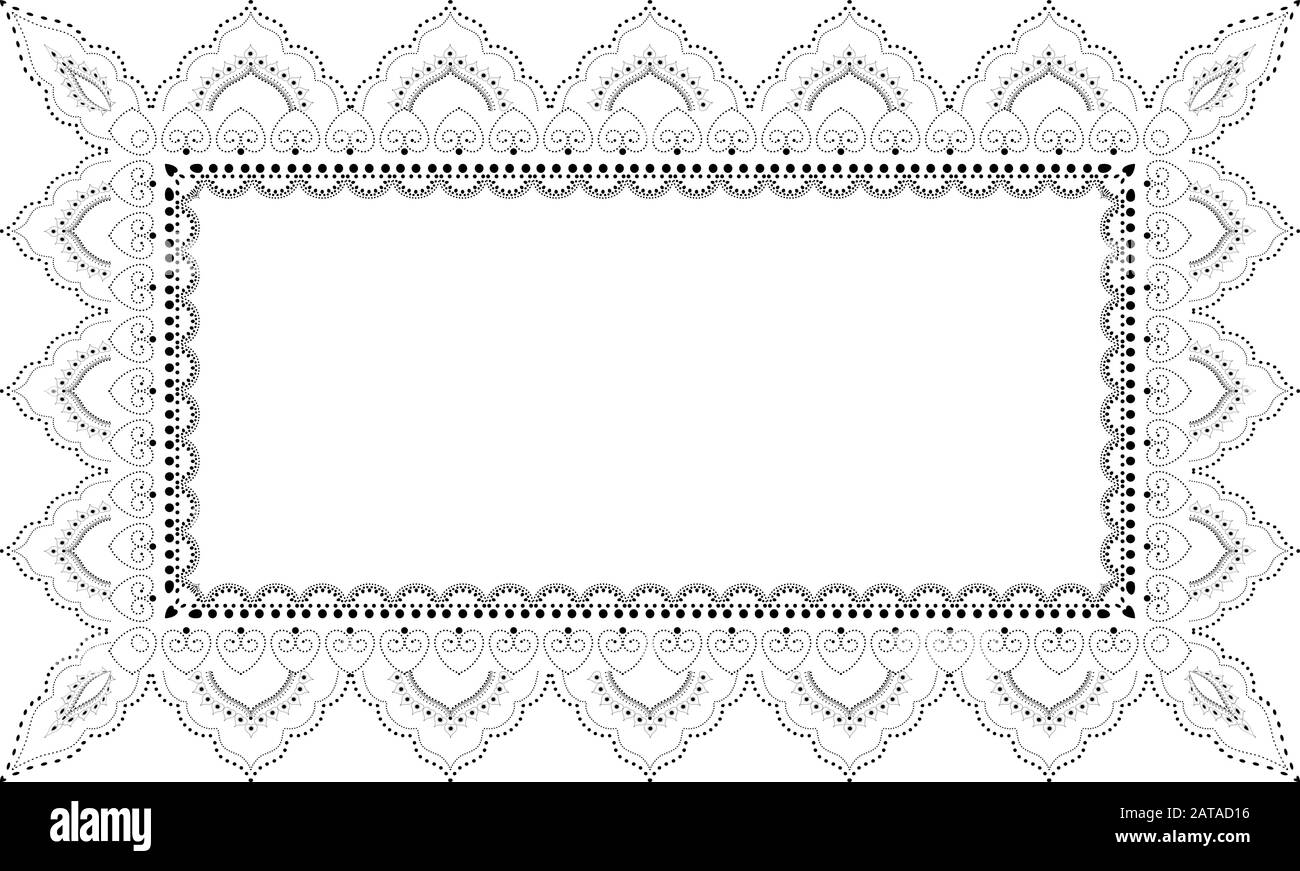 Indian Filigree Dotted Ornament - Vector Rectangulare Frame Stock ...