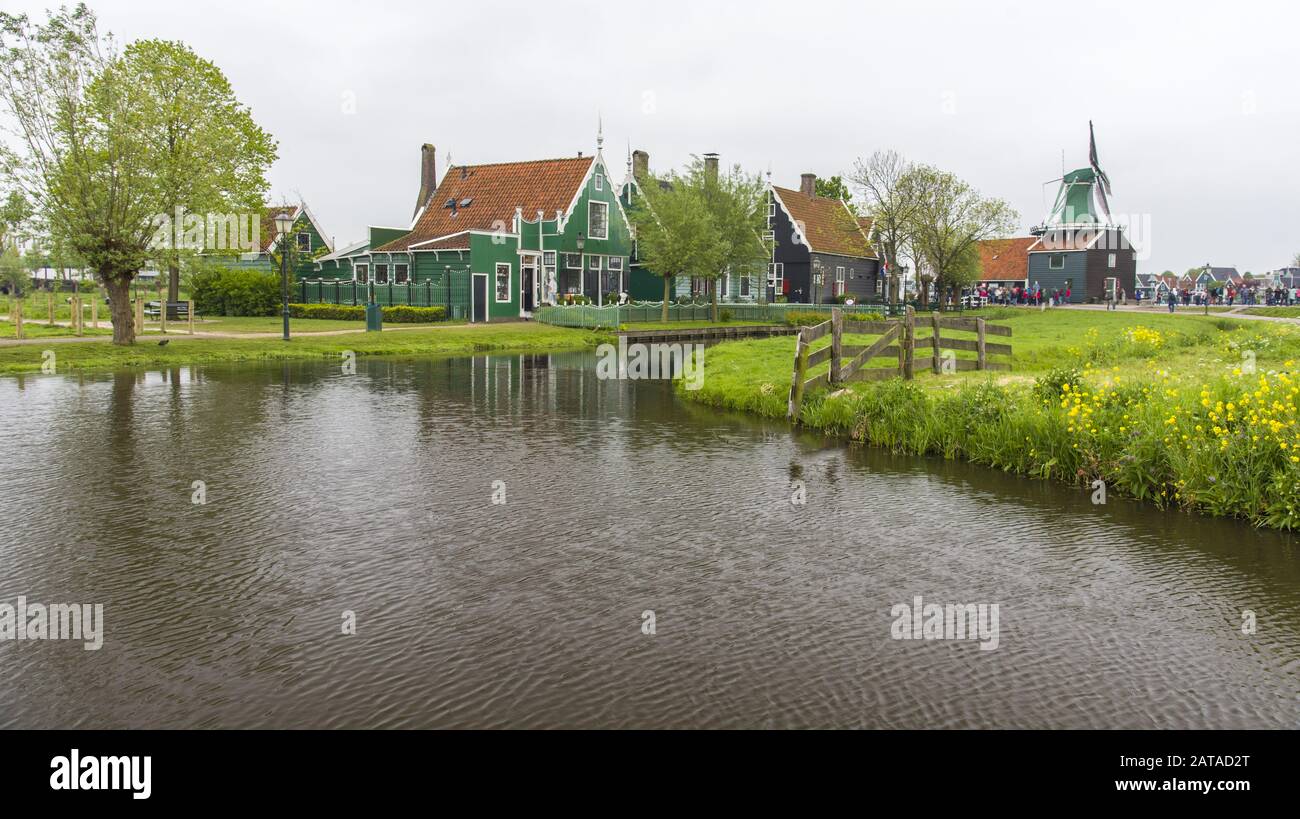 Traditional architecture in Zaanse Schans - Holland Netherlands. Open ...