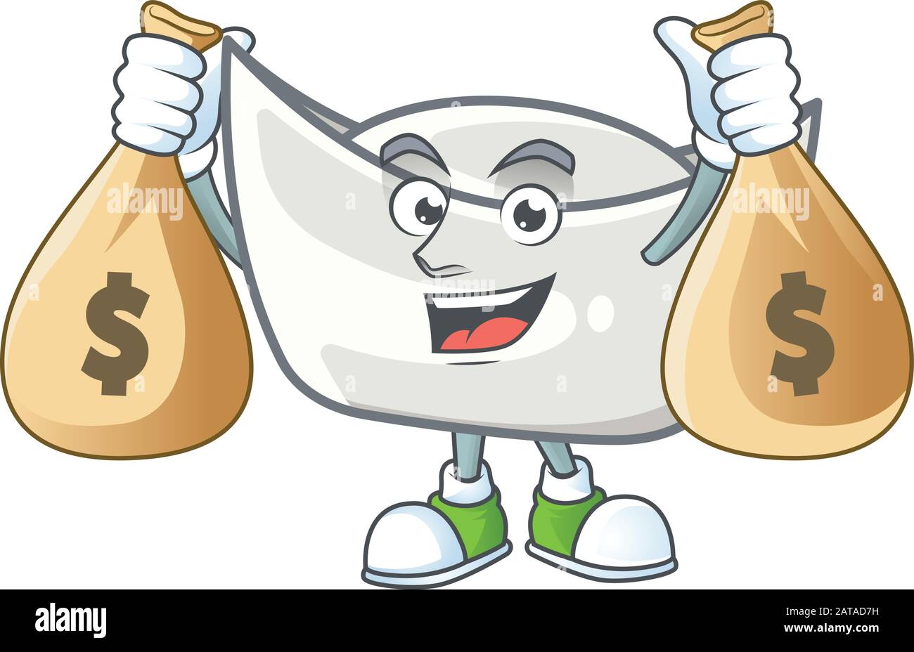 A picture of rich chinese silver ingot cartoon character with two money ...