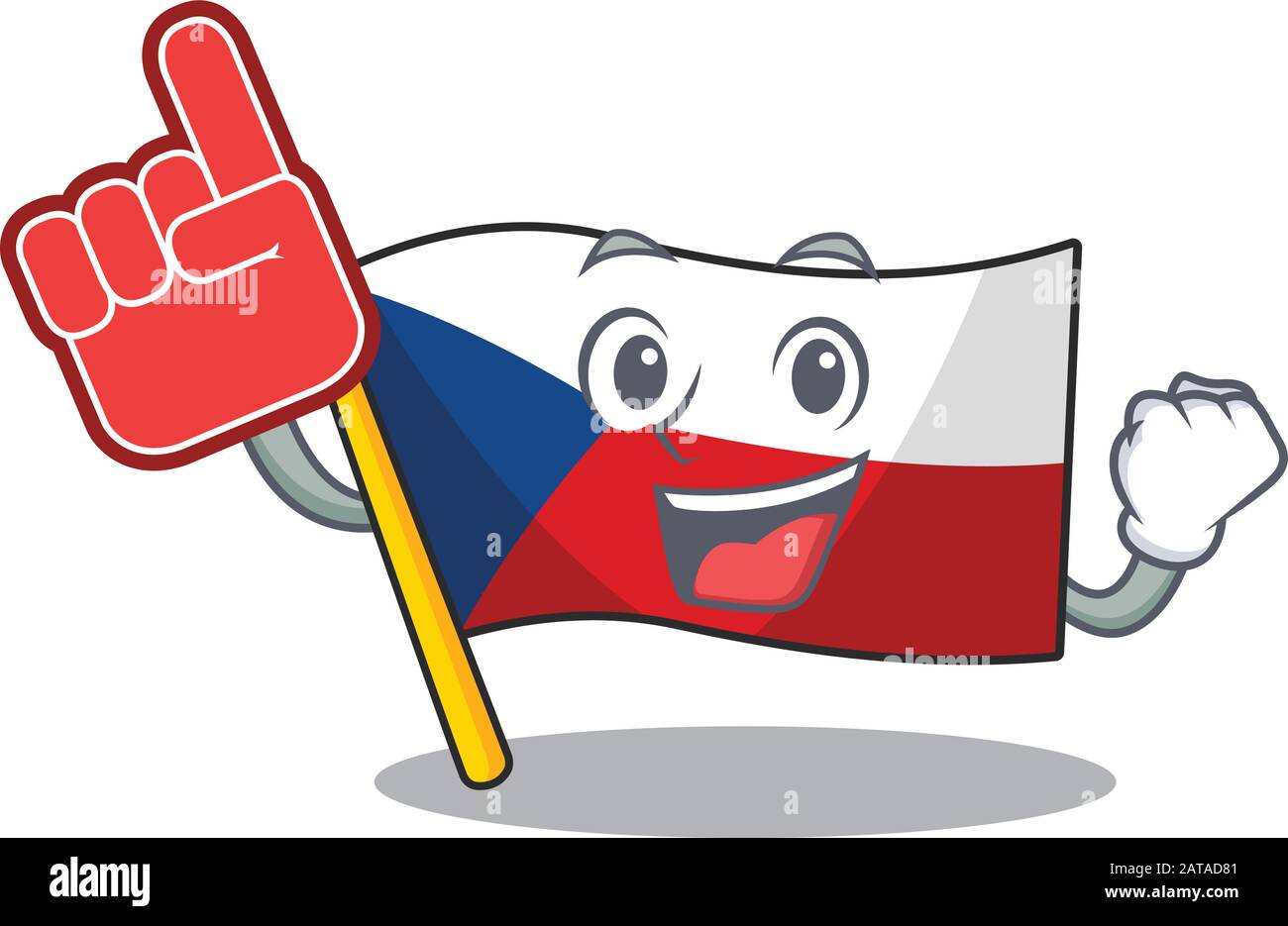 Flag czechia mascot cartoon style holding a Foam finger Stock Vector ...