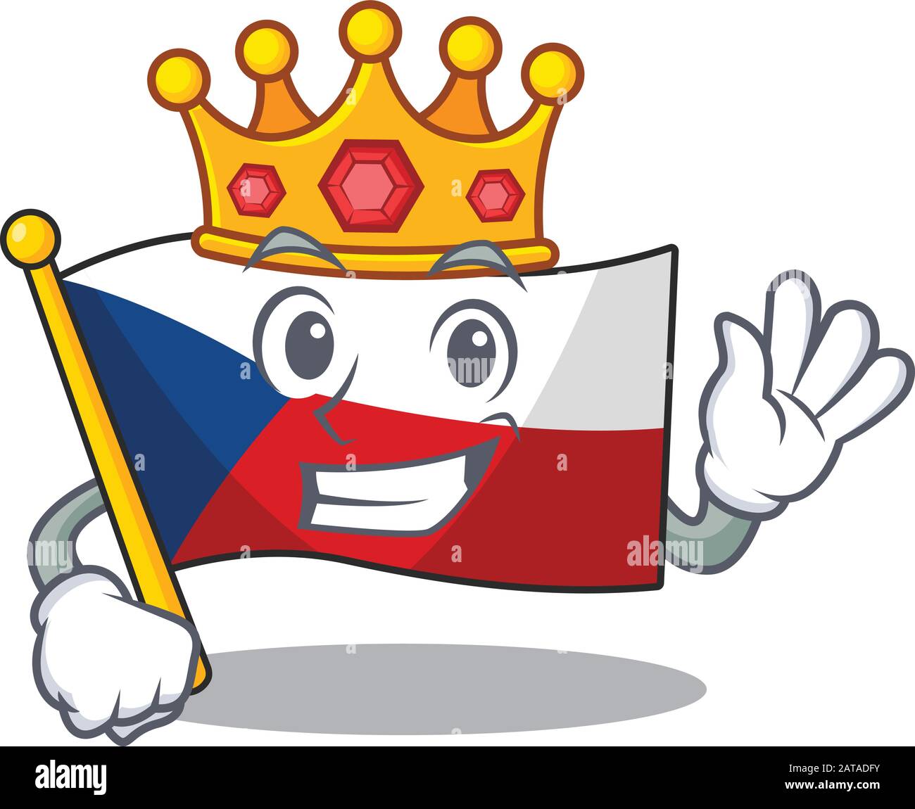 A stunning of flag czechia stylized of King on cartoon mascot style ...
