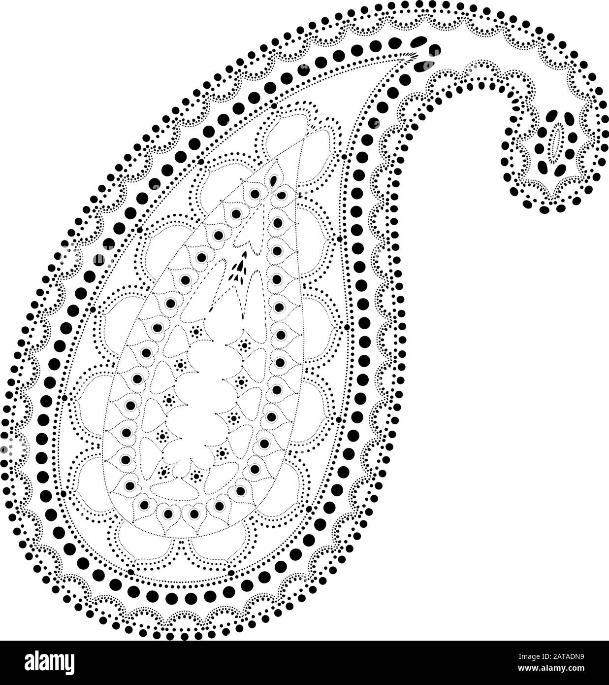 Indian filigree dotted ornament vector mehendi pattern with paisley hi ...