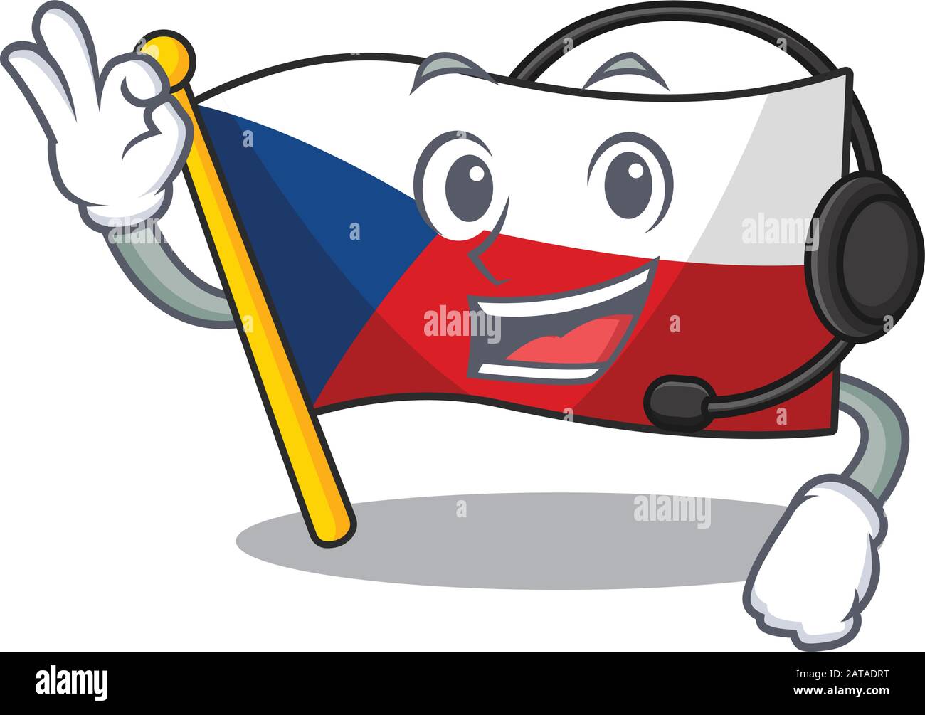 Smiley flag czechia cartoon character design wearing headphone Stock ...