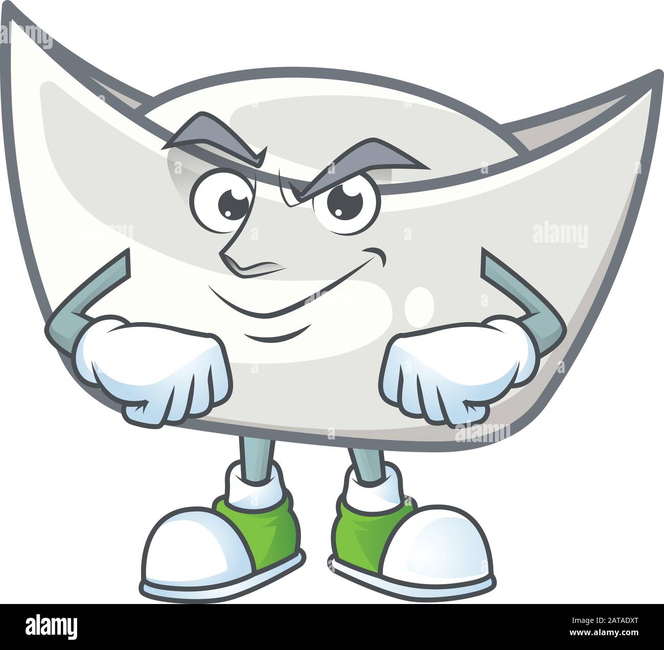 Chinese silver ingot mascot cartoon character style with Smirking face ...