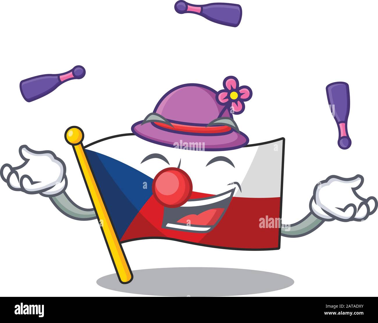 Smart flag czechia cartoon character design playing Juggling Stock ...