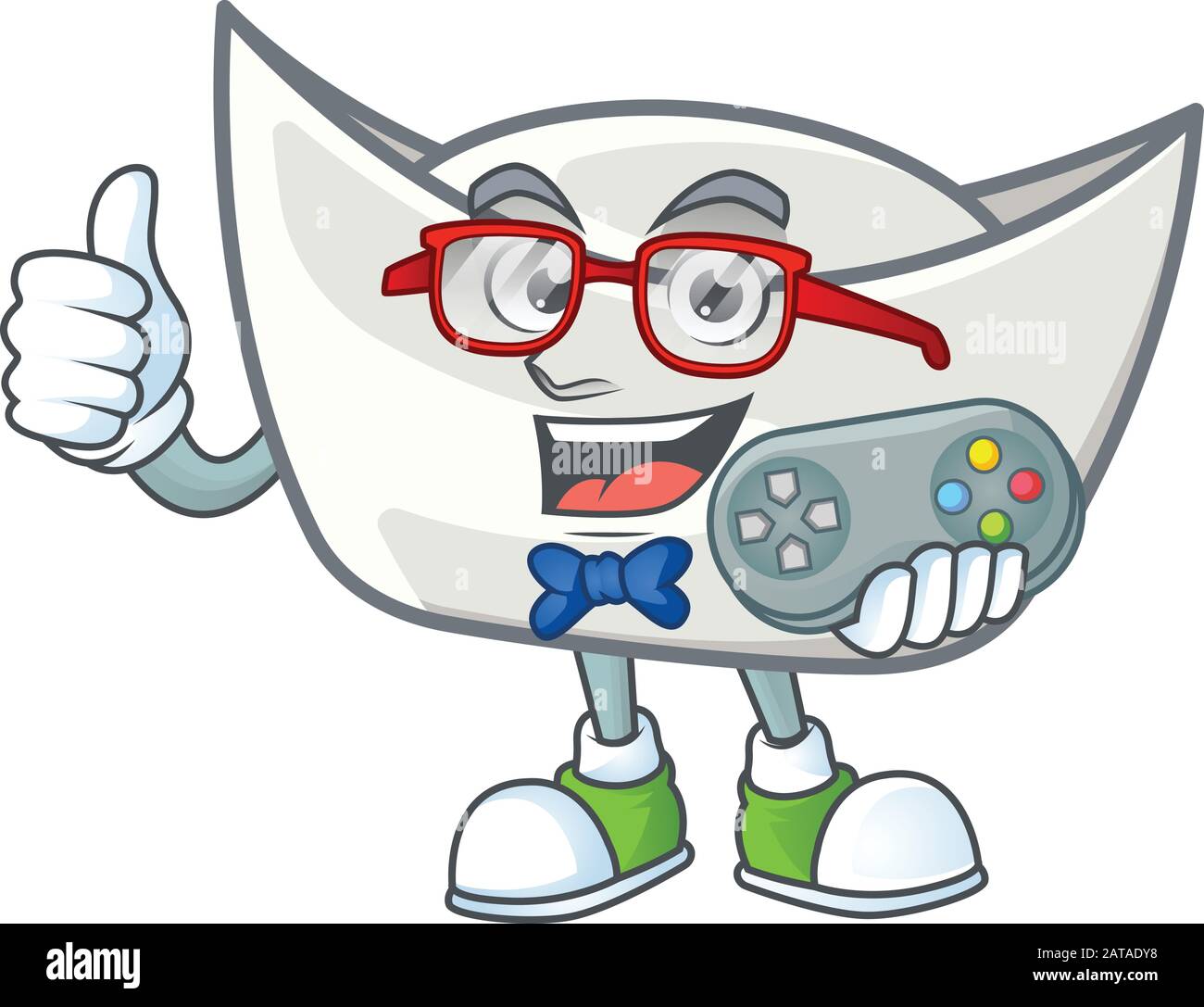 Smiley gamer chinese silver ingot cartoon mascot style Stock Vector ...