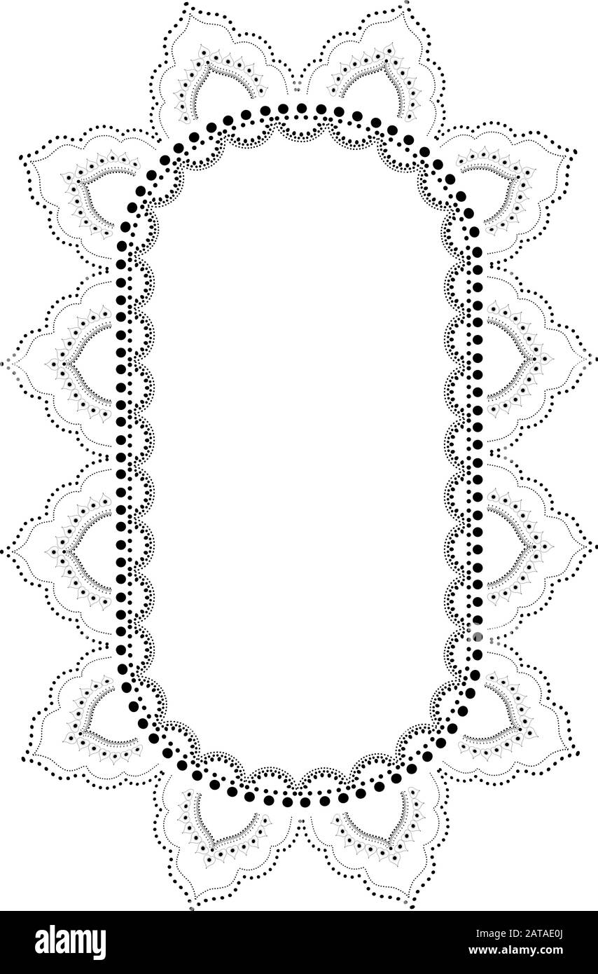 Indian Filigree Dotted Ornament - Vector Delicate Oval Frame Stock ...