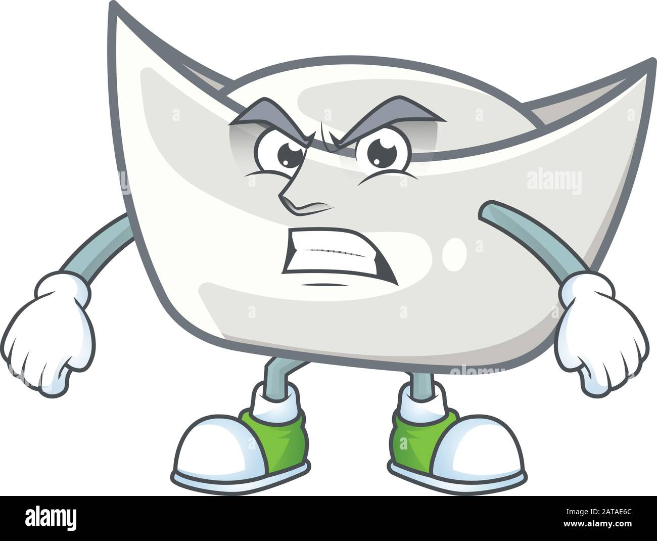 cartoon character of chinese silver ingot with angry face Stock Vector ...