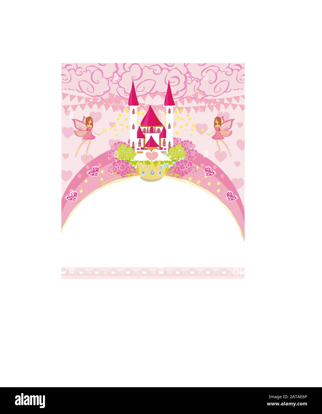 Fairytale frame with little fairies and castle Stock Vector Image & Art ...