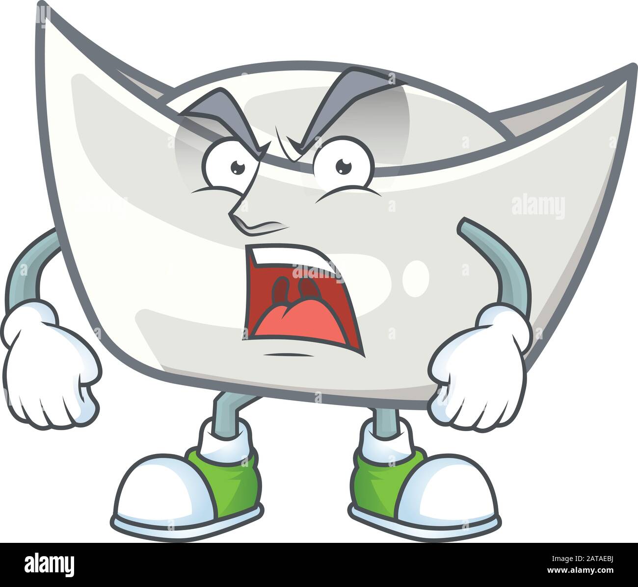 Chinese silver ingot cartoon character design having angry face Stock ...