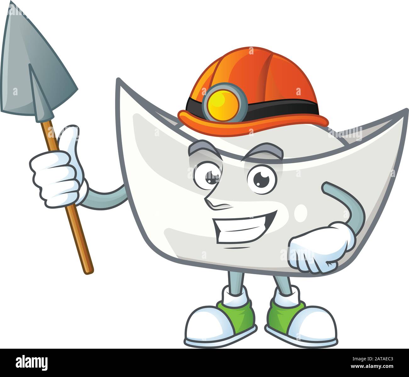 Cool clever Miner chinese silver ingot cartoon character design Stock ...