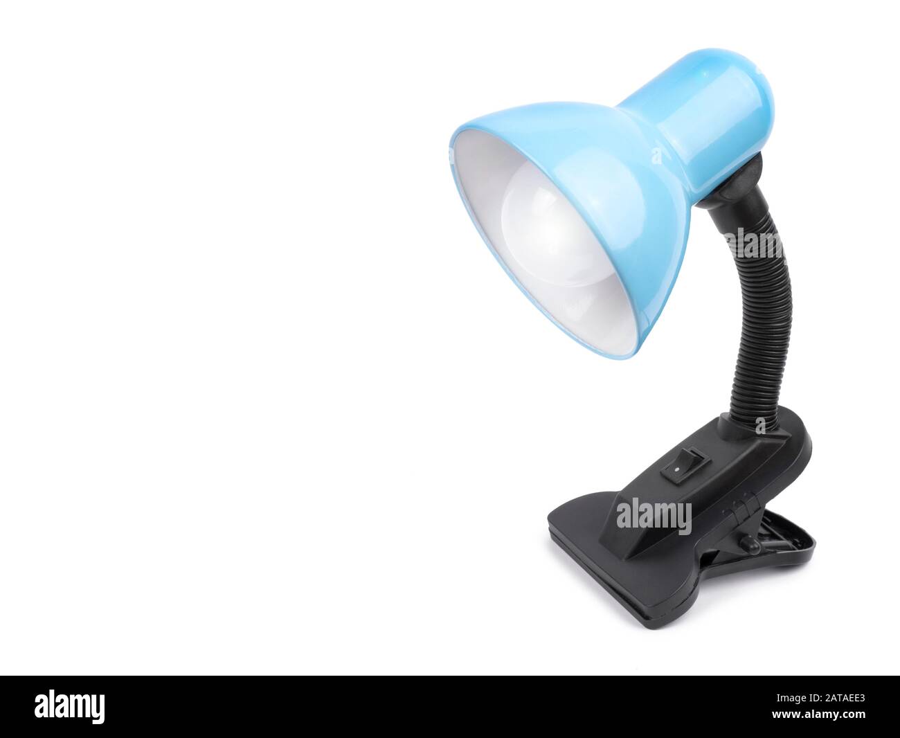 Blue table lamp on a clamp isolated on white background Stock Photo - Alamy