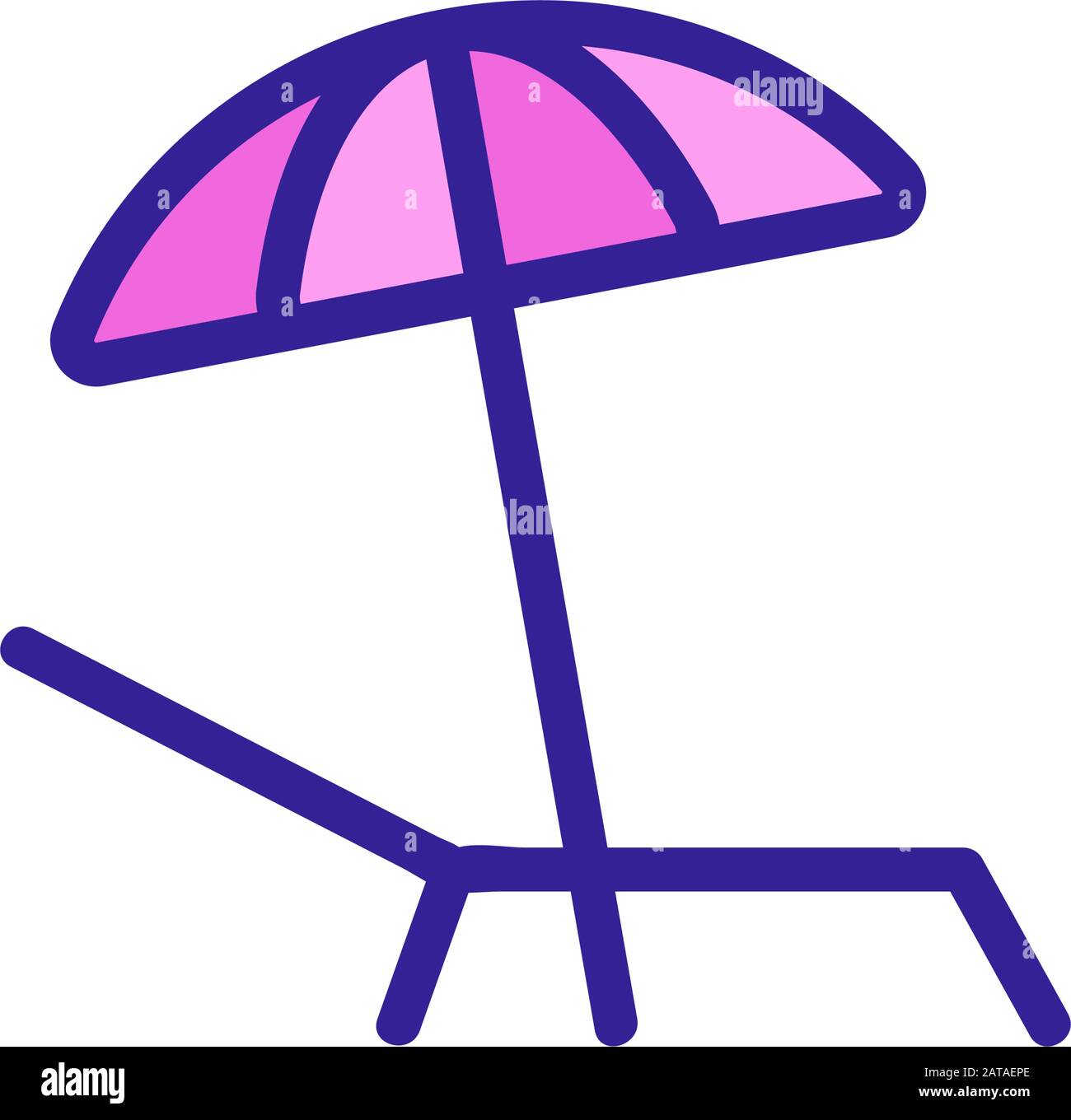 Sun lounger and umbrella icon vector. Isolated contour symbol ...