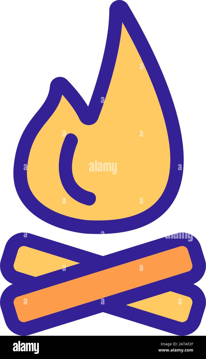 bonfire of firewood icon vector. Isolated contour symbol illustration ...