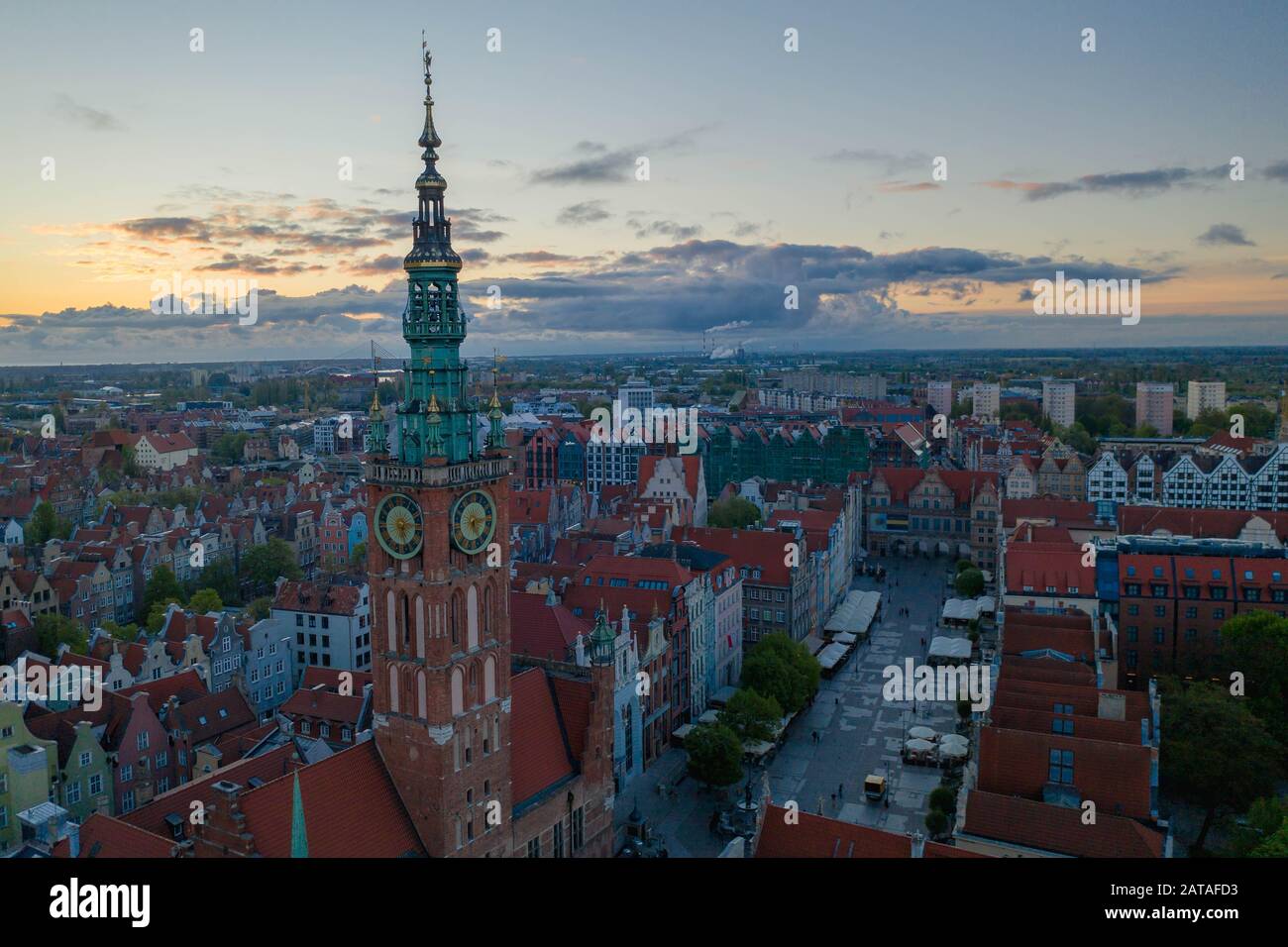 Aerial view to old town in Gdansk Stock Photo - Alamy