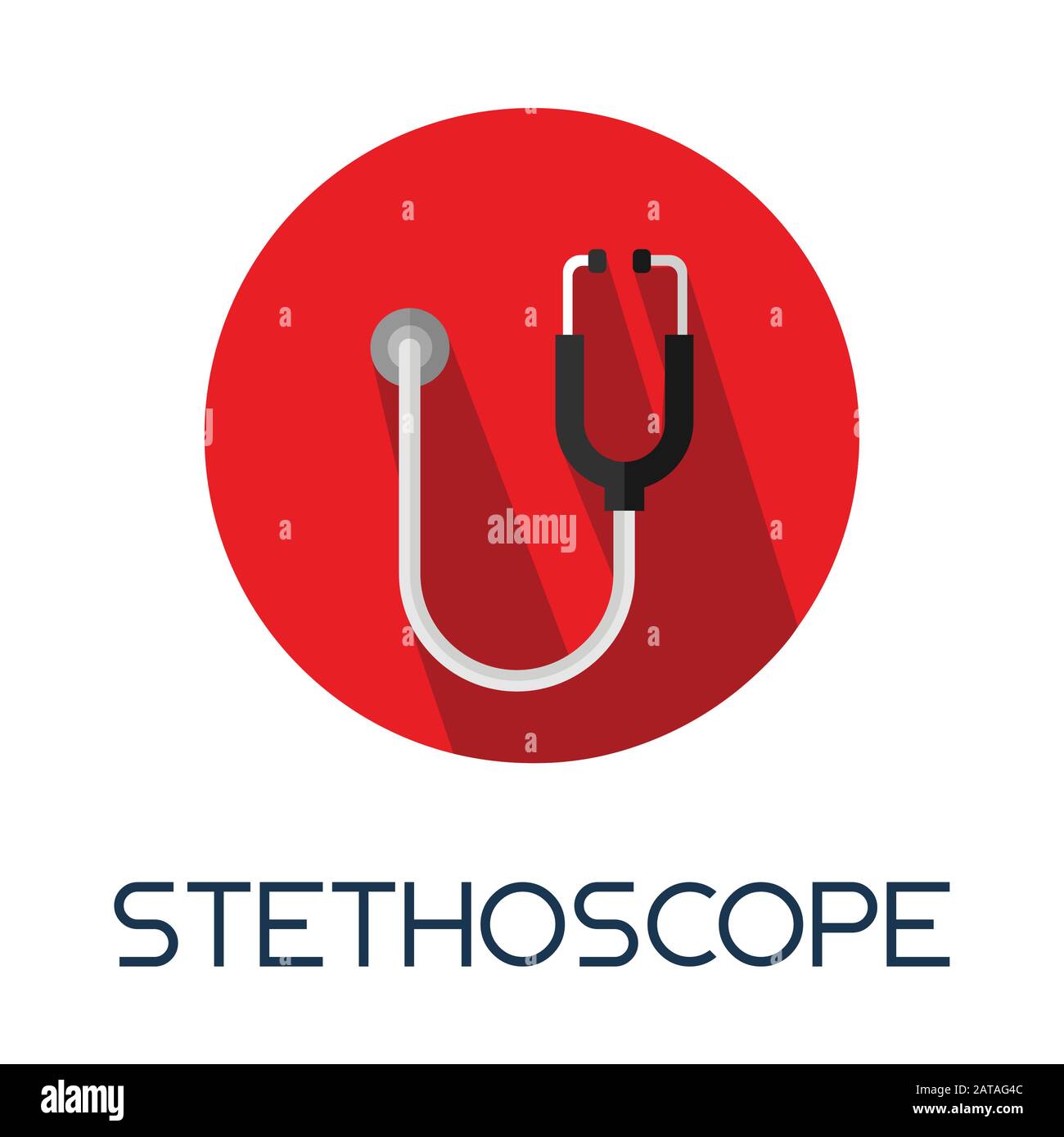 stethoscope long shadow flat style medic icon illustration Stock Vector ...