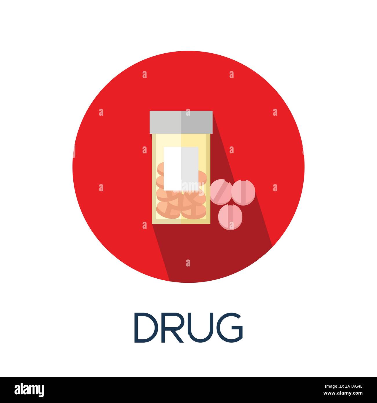 drug pills medication long shadow flat style medic icon illustration ...