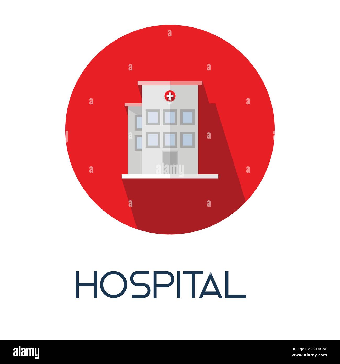 hospital health care building long shadow flat style medic icon ...