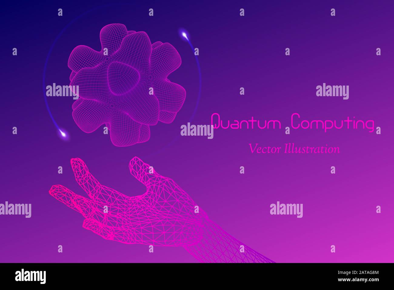 Vector Quantum Computing Concept - Hi-Tech Template - Emblem of Qubit ...