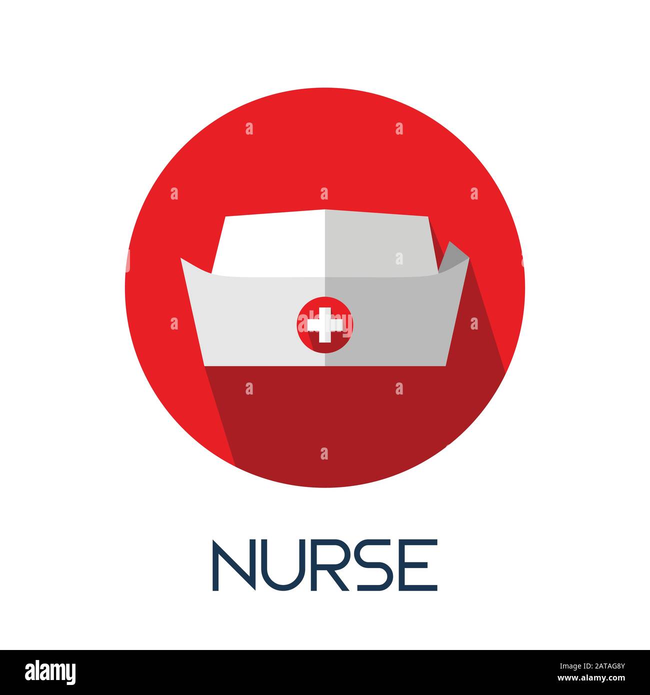 nurse hat long shadow flat style medic icon illustration Stock Vector ...