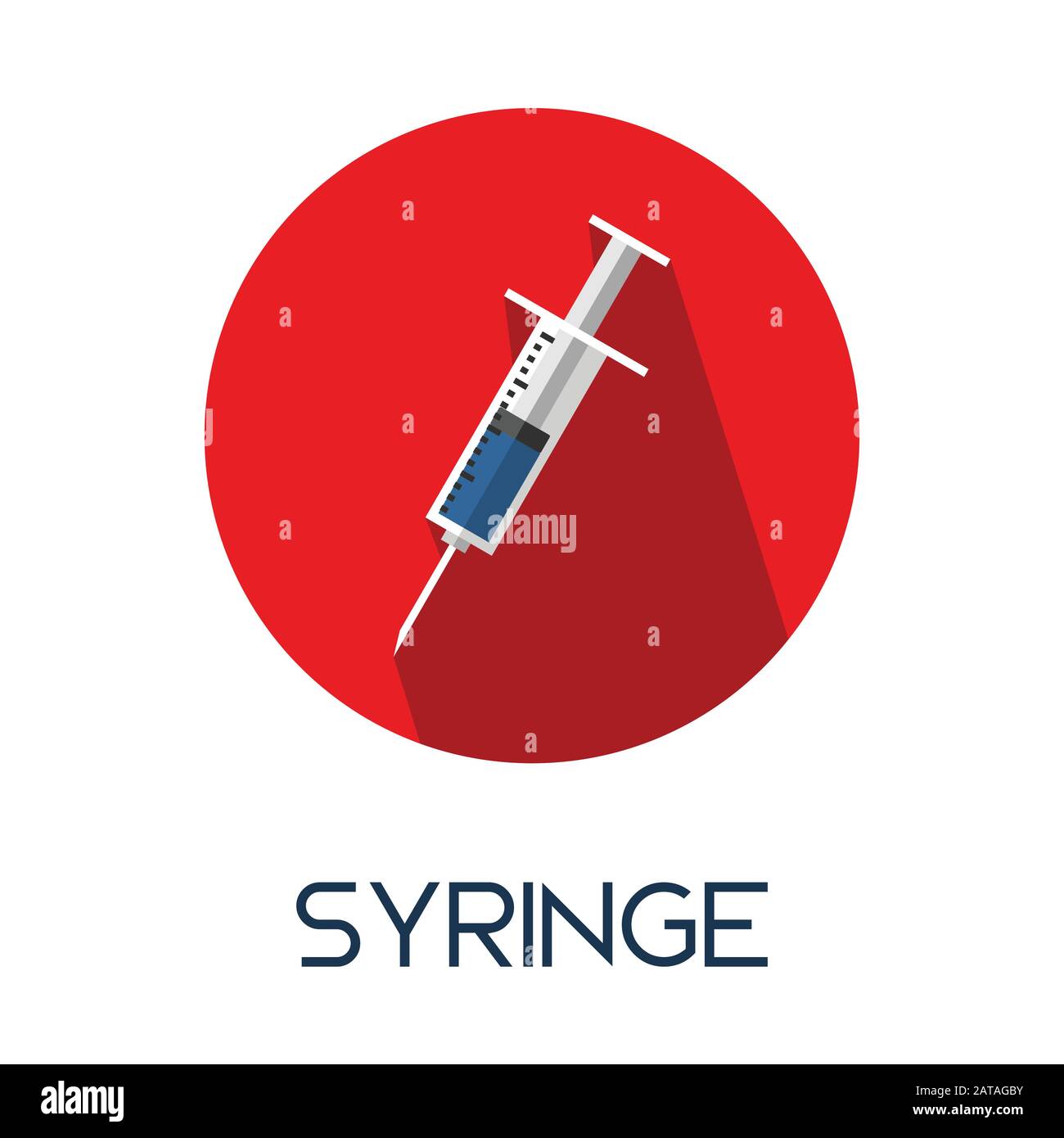 syringe long shadow flat style medic icon illustration Stock Vector ...