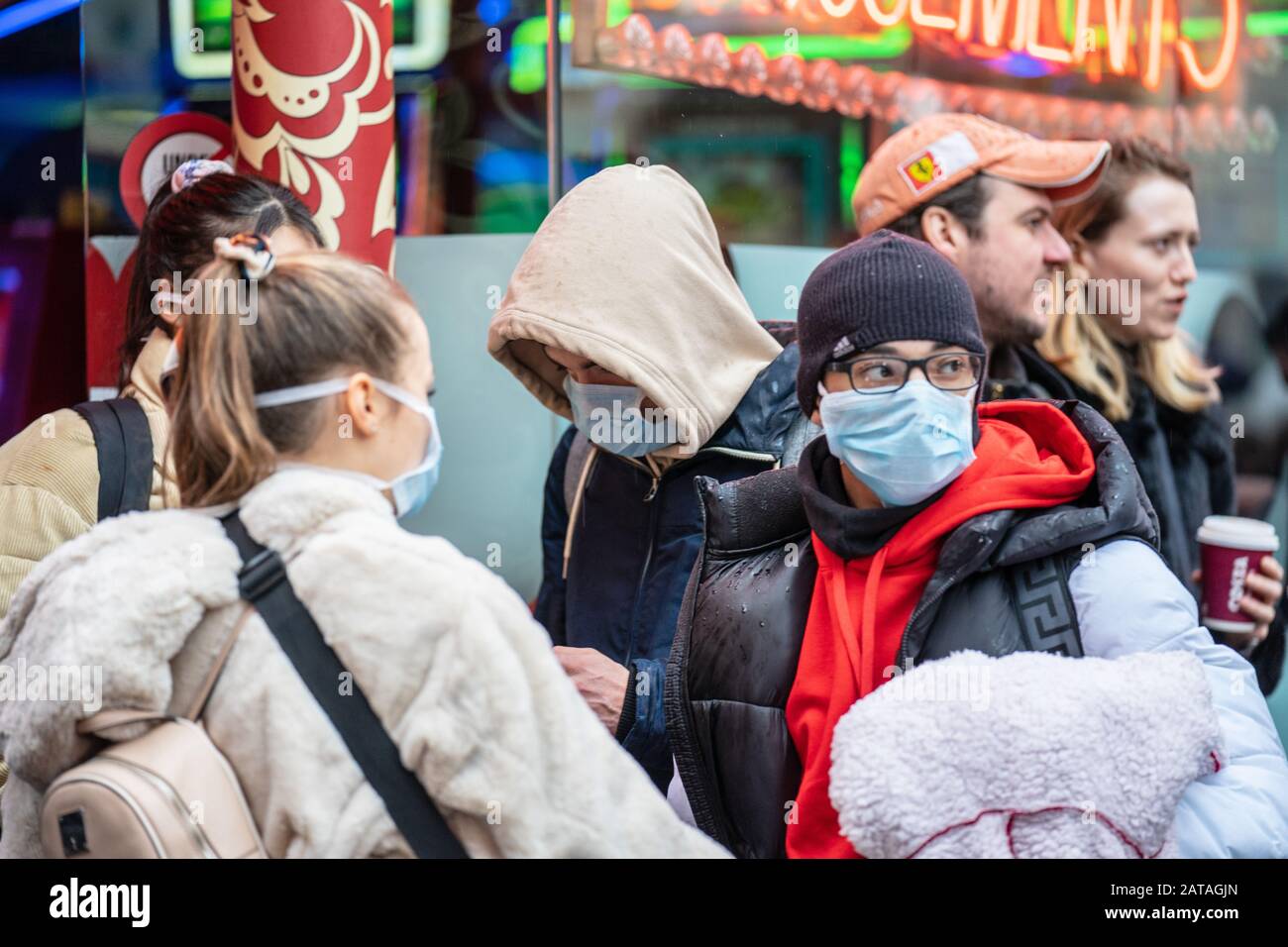 London, January 26, 2020. People wearing a face masks to protecting ...