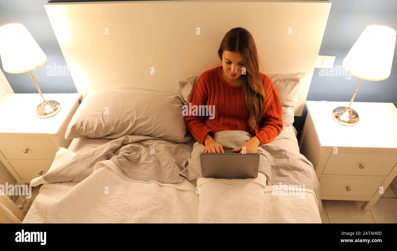 Teenager Using Computer At Night High Resolution Stock Photography and ...