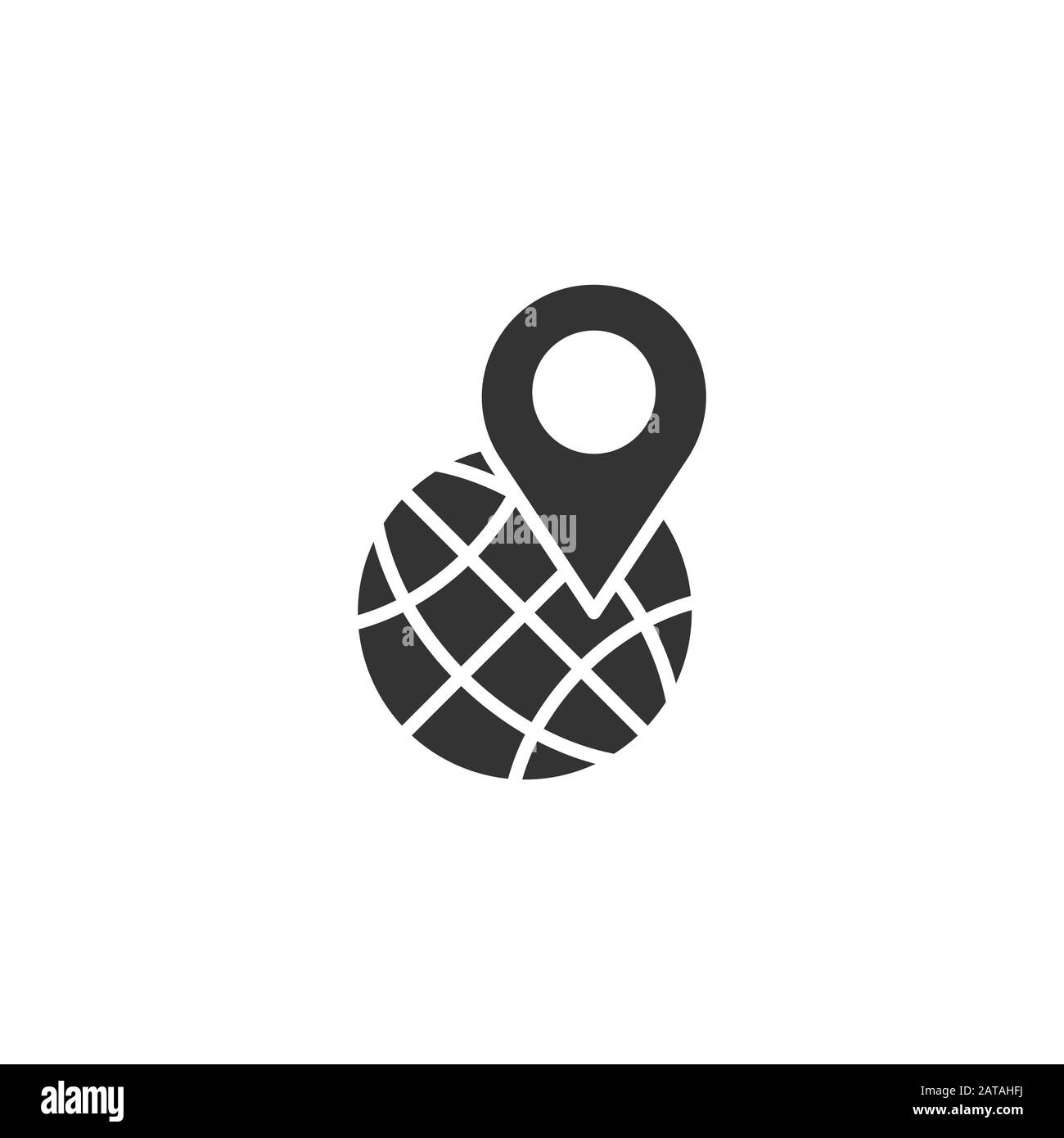 Global navigation icon in flat style. Globe pin gps vector illustration ...