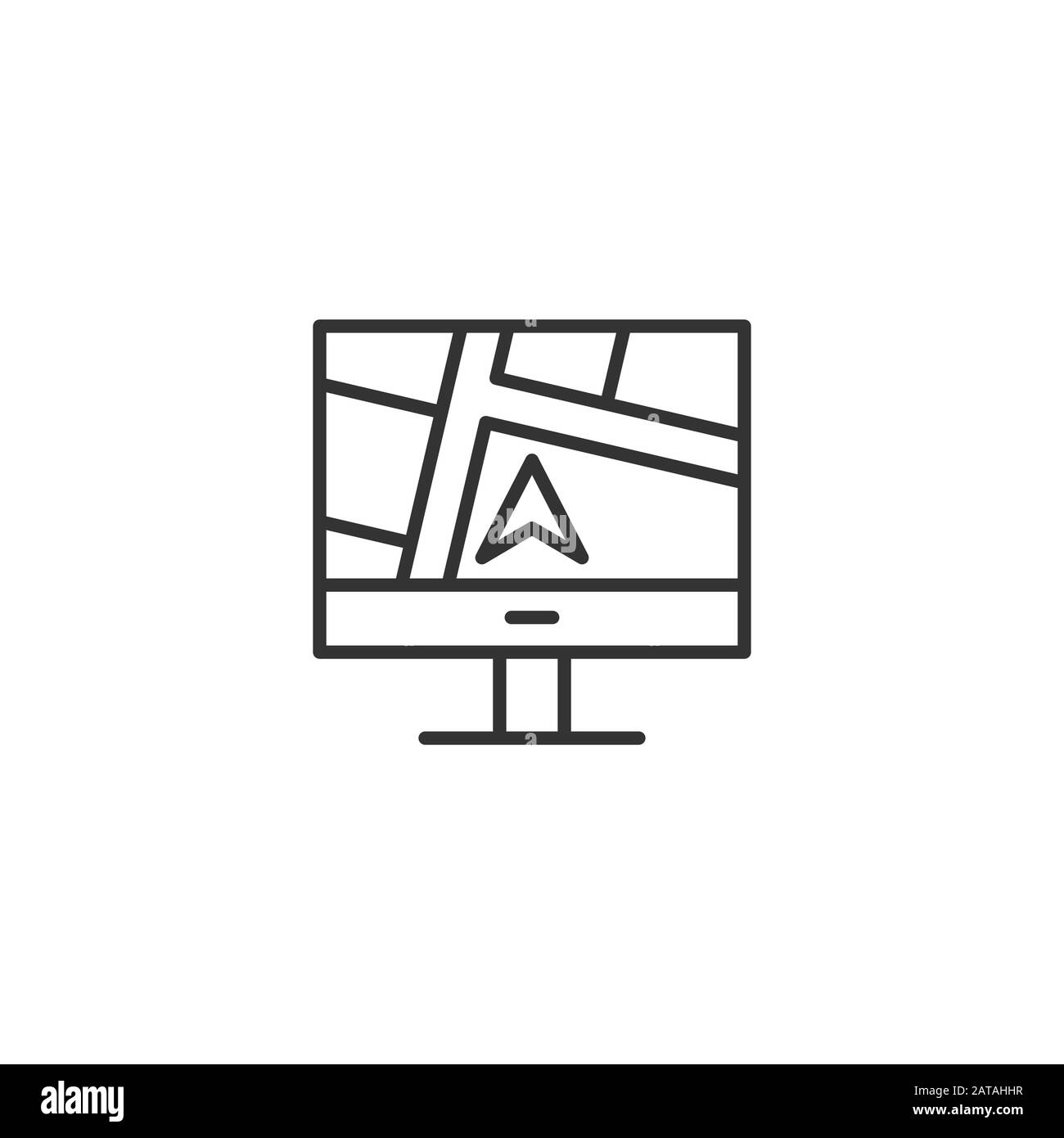 Computer navigation icon in flat style. Monitor pin gps vector ...