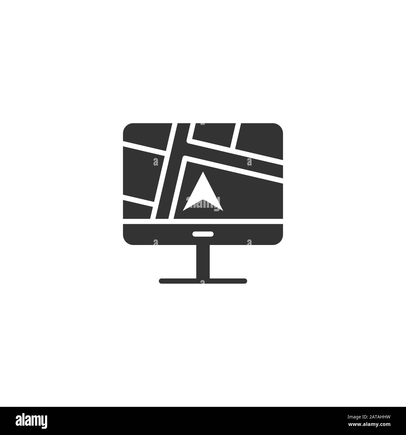 Computer navigation icon in flat style. Monitor pin gps vector ...
