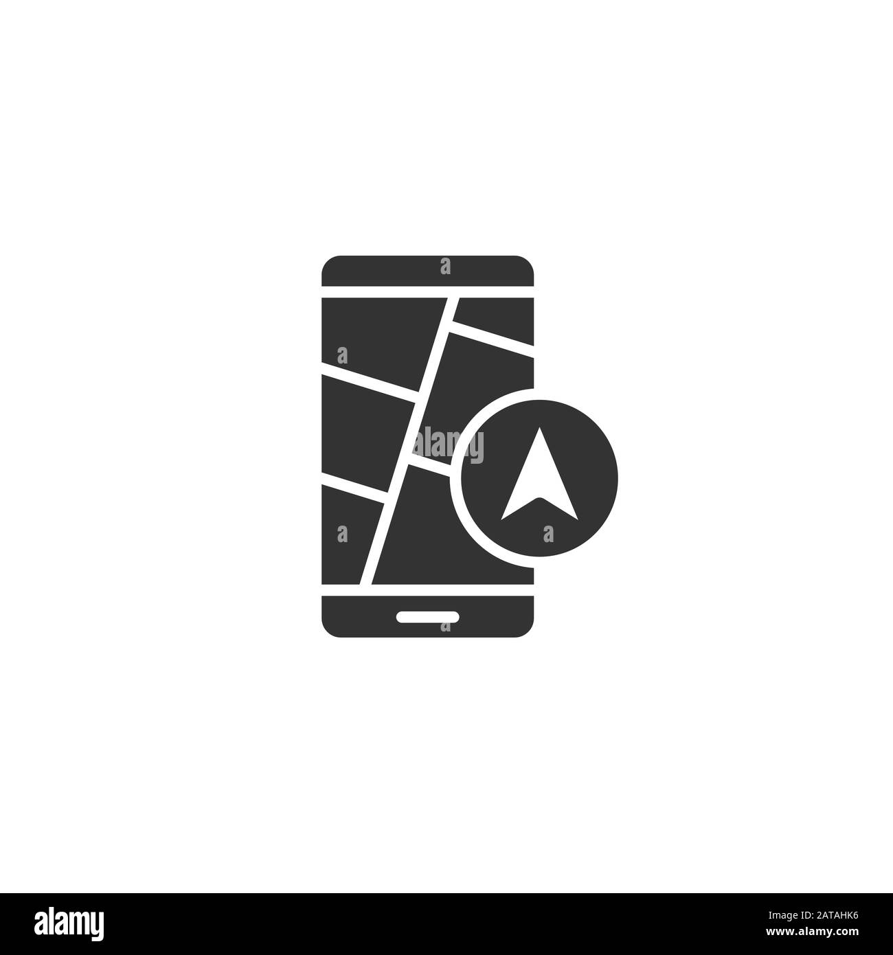 Smartphone map icon in flat style. Mobile phone gps navigation vector ...