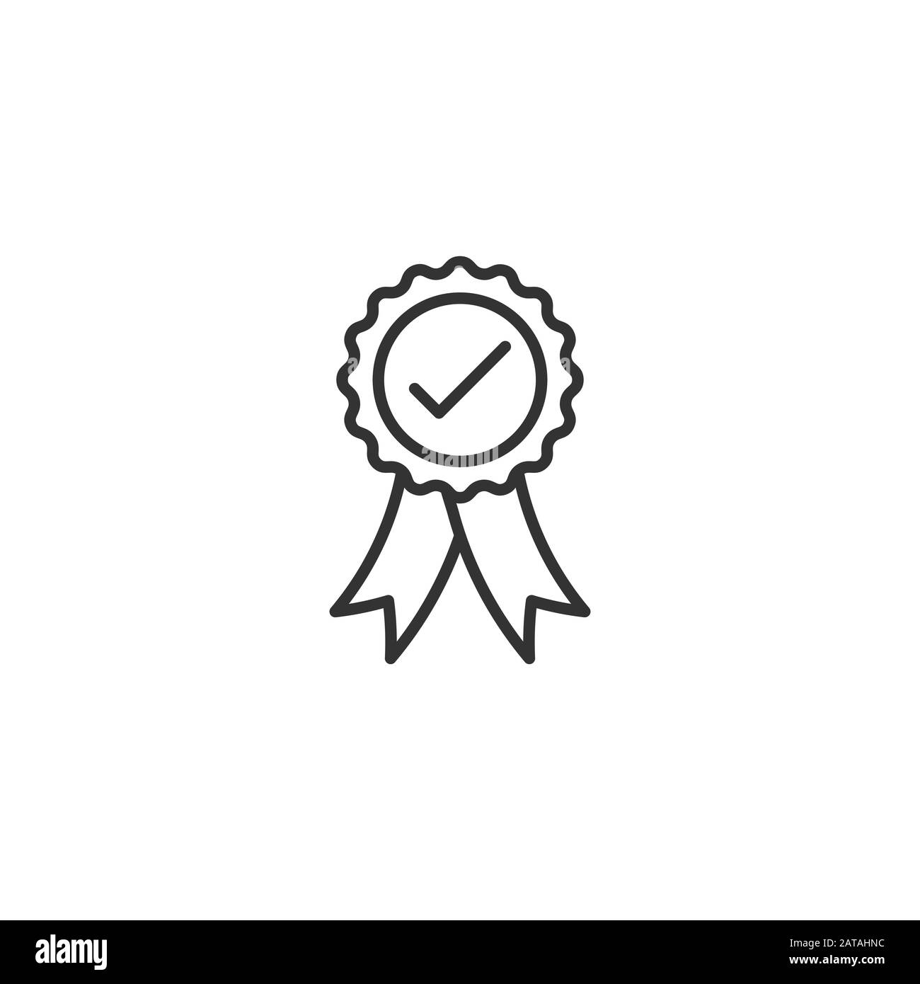 Winner with check mark icon in flat style. Rosette award vector ...