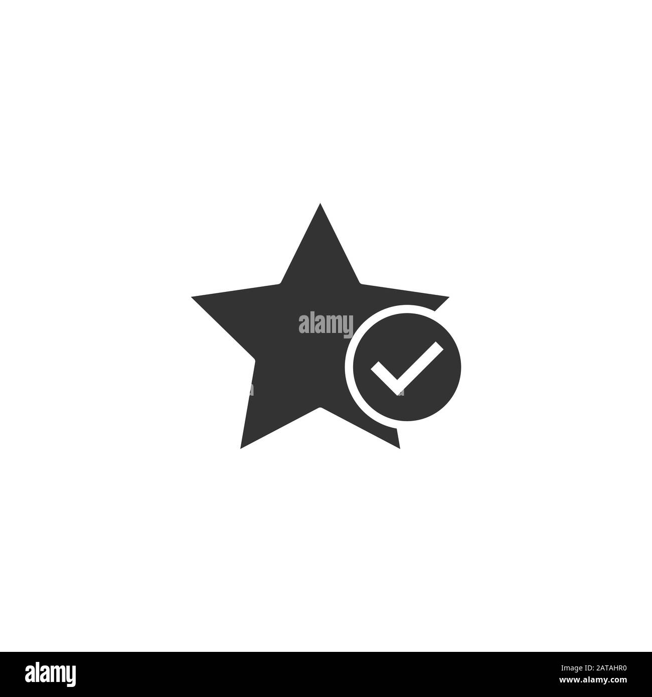 Check mark with star icon in flat style. Add to favorite vector ...