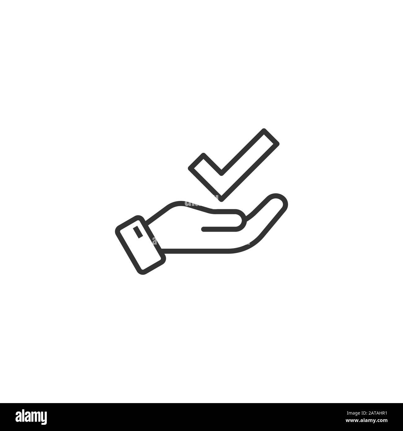 People hand with check mark icon in flat style. Accept vector ...