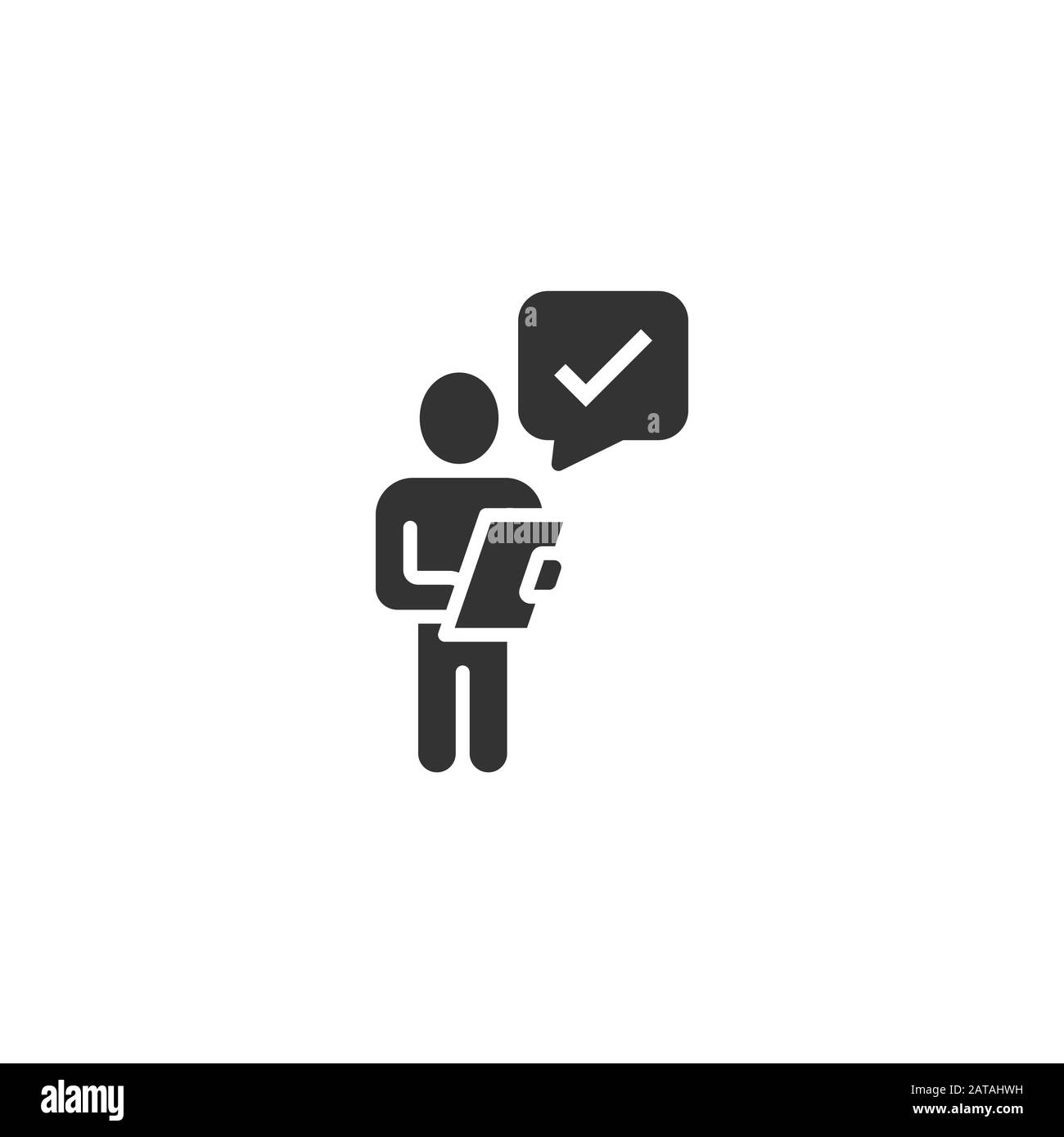 Organization management icon in flat style. People with check mark ...
