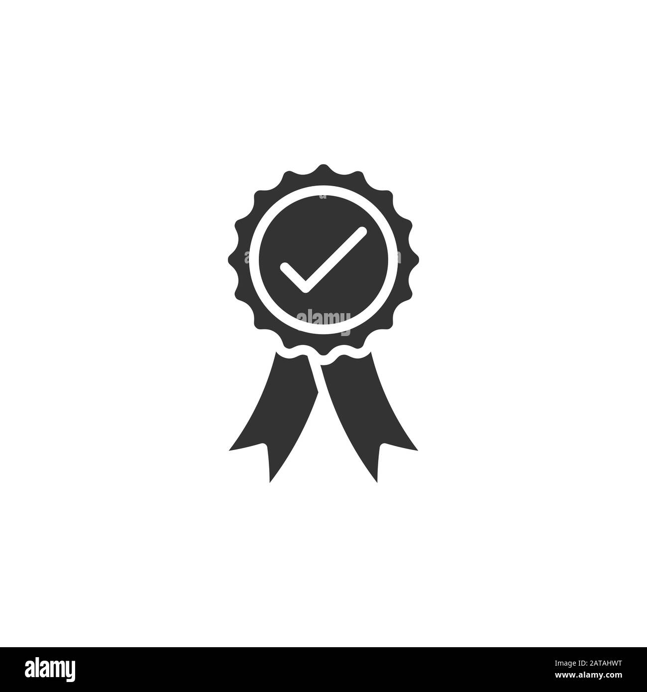 Winner with check mark icon in flat style. Rosette award vector ...
