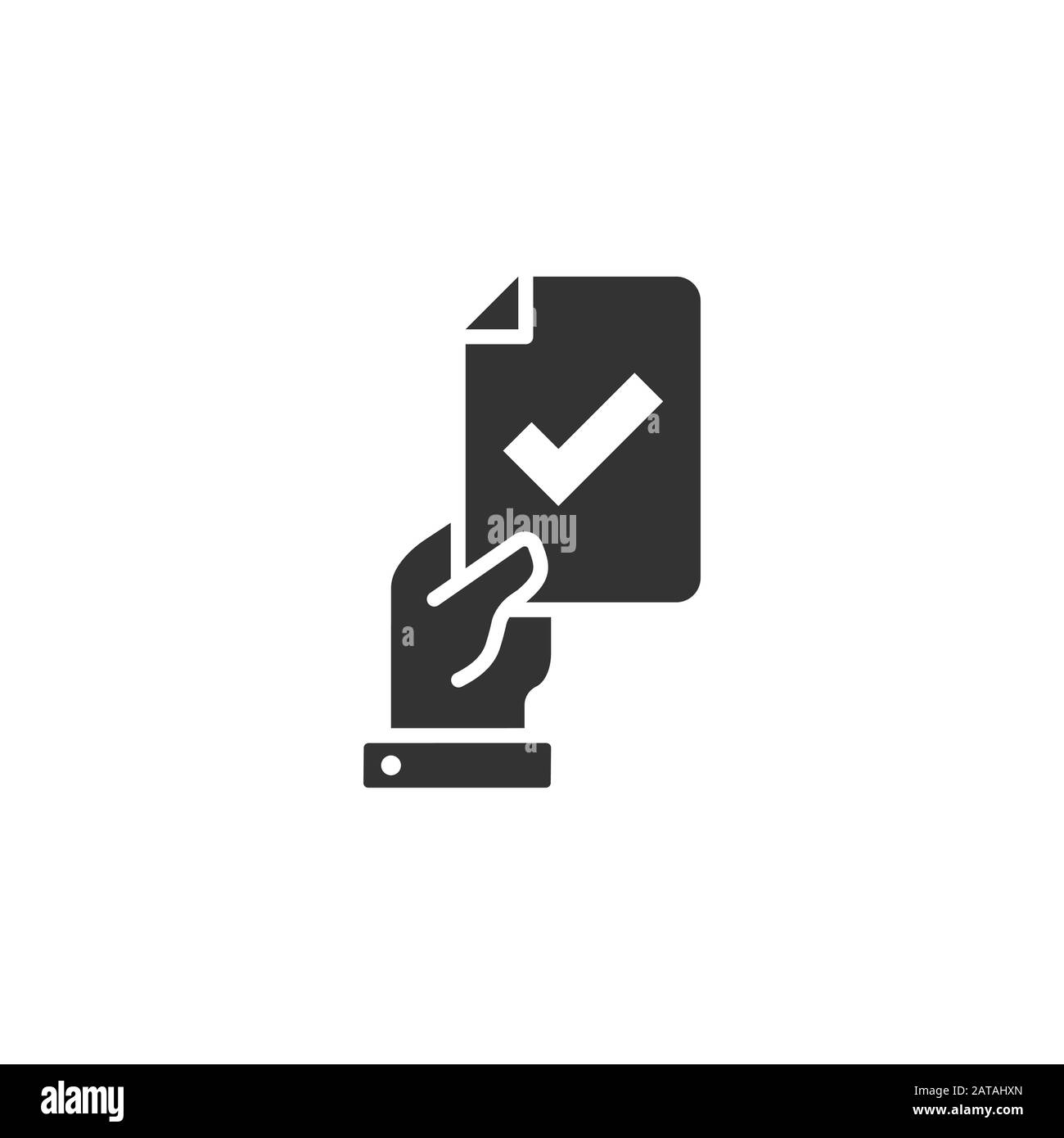 People hand with check mark icon in flat style. Accept vector ...