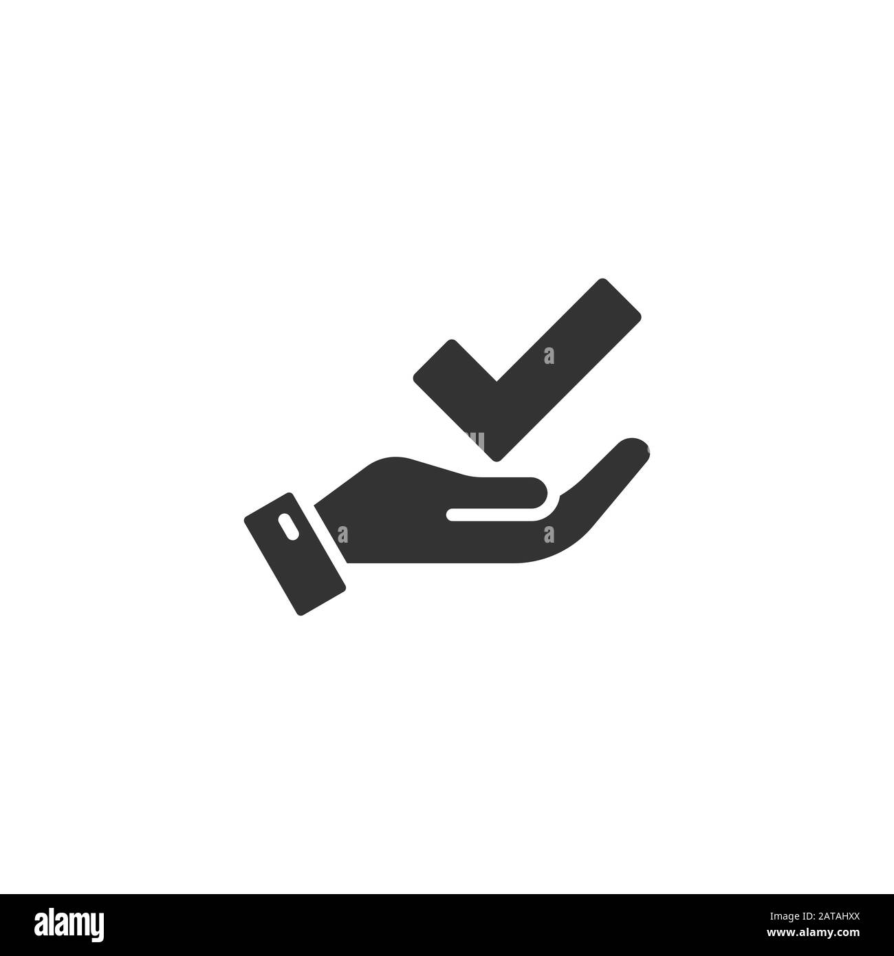 People hand with check mark icon in flat style. Accept vector ...