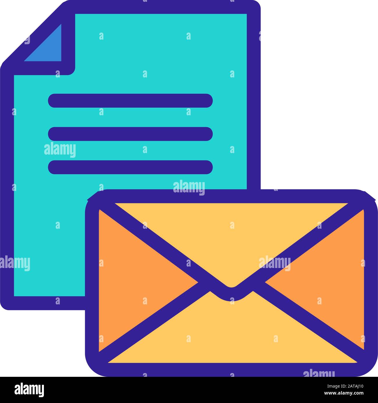 letter with files icon vector. Isolated contour symbol illustration ...