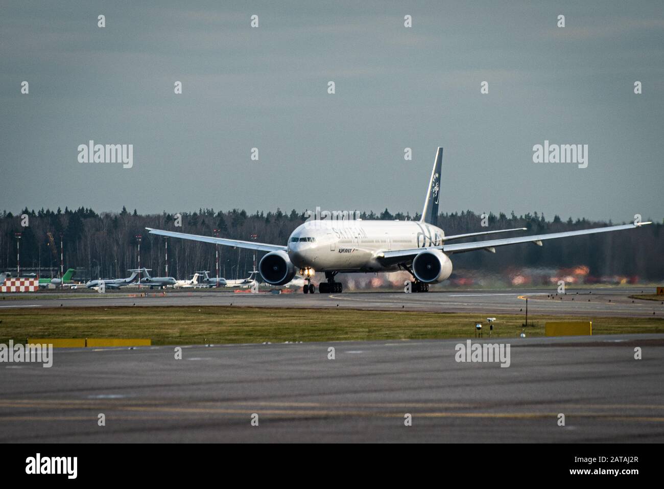 October 29, 2019, Moscow, Russia. Plane Boeing 777-300 Aeroflot ...